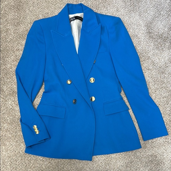 Zara | Jackets & Coats | Zara Royal Blue Blazer With Gold Buttons ...